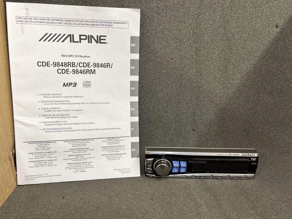Alpine Cde-9848rb front panel and instruction manual - JT Audio