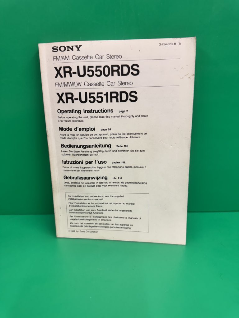 Sony Xr-U550rds Xr-U551rds Car Radio Stereo Genuine Instruction Manual - JT Audio